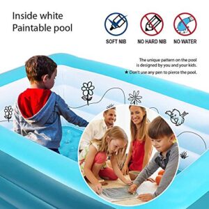 Inflatable Pools, Kiddie Pools, Inflatable Family Swim Play Center Pool with Soft Floor, 82" & 59" Durable Swimming Pool, Summer Water Fun for Garden or Backyard or Indoor (82Green&59Green)