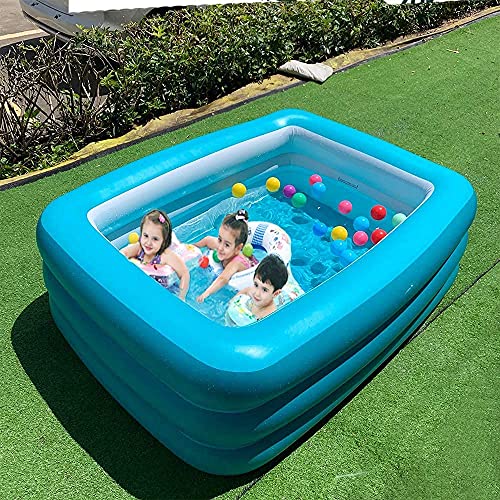 Inflatable Pools, Kiddie Pools, Inflatable Family Swim Play Center Pool with Soft Floor, 82" & 59" Durable Swimming Pool, Summer Water Fun for Garden or Backyard or Indoor (82Green&59Green)