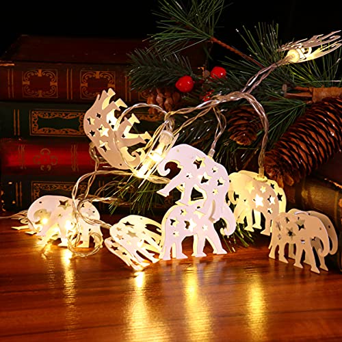 OSALADI Elephant String Lights Metal Animal Fairy Lights Battery Operated Star LED Hanging Garland Light for Wedding Birthday Bedroom Curtain Yard Garden Decoration