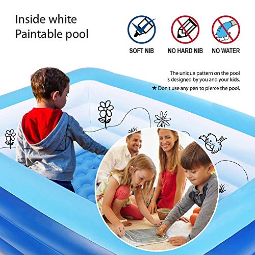 Inflatable Pools, Kiddie Pools, Inflatable Family Swim Play Center Pool with Soft Floor, 82" & 59" Durable Swimming Pool, Summer Water Fun for Garden or Backyard or Indoor (82Blue&59Green)