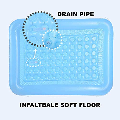 Inflatable Pools, Kiddie Pools, Inflatable Family Swim Play Center Pool with Soft Floor, 82" & 59" Durable Swimming Pool, Summer Water Fun for Garden or Backyard or Indoor (82Blue&59Blue)