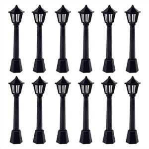 honbay 12pcs mini street light model railway train lamp miniature plastic village pathway lantern post for micro landscape fairy garden accessories