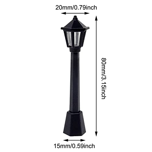 HONBAY 12PCS Mini Street Light Model Railway Train Lamp Miniature Plastic Village Pathway Lantern Post for Micro Landscape Fairy Garden Accessories