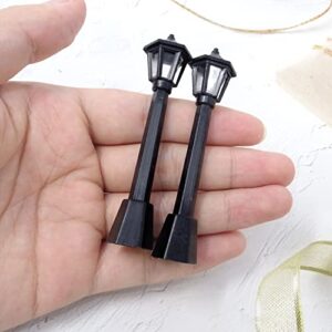 HONBAY 12PCS Mini Street Light Model Railway Train Lamp Miniature Plastic Village Pathway Lantern Post for Micro Landscape Fairy Garden Accessories