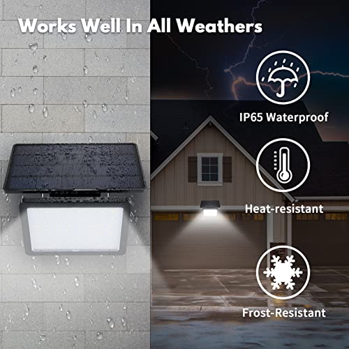 Solar Outdoor Lights with Dusk to Dawn - 48 LED Lights, IP65 Waterproof, 180° Adjustable, 800 Lumens Separable Security Light, Wall Mount Solar Flood Lights for Garden, Pathway, Yard, Patio, Balcony