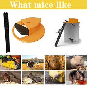 CATIIOR 1/2/3 Packs Mouse Trap Indoor Outdoor Reusable Smart Rat Outdoors Humane Traps Bucket Lid Chipmunk Mice for House (3), Yellow, (MK500JK/G)