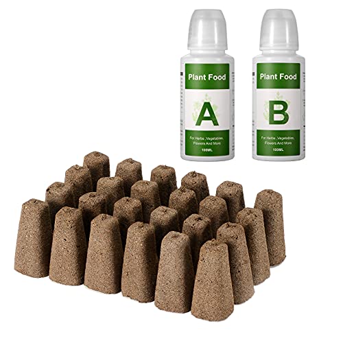 Yoocaa Seed Pods Kit for Hydroponics Growing System, 24pcs Grow Sponges with A&B Solid Nutrient Plant Foods, Seed Starter Pods Replacement Root Growth Sponges Compatible with Idoo,QYO, LYKO (Square)