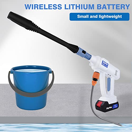 Cordless Portable Pressure Washer 1.2Mpa 21V Lightweight Electric High Pressure Cleaner Jet Washer Gun with 1500mAh Battery Foam Generator 5M Hose for Car Garden Window