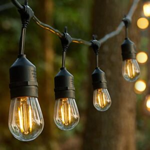 outdoor string lights – 48ft led patio lights, 15pcs 2w edison lights with ul listed commercial grade strand, ip65 waterproof hanging string lights for outside cafe backyard garden party, warm white