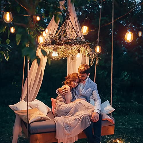 Outdoor String Lights - 48FT LED Patio Lights, 15PCS 2W Edison Lights with UL Listed Commercial Grade Strand, IP65 Waterproof Hanging String Lights for Outside Cafe Backyard Garden Party, Warm White