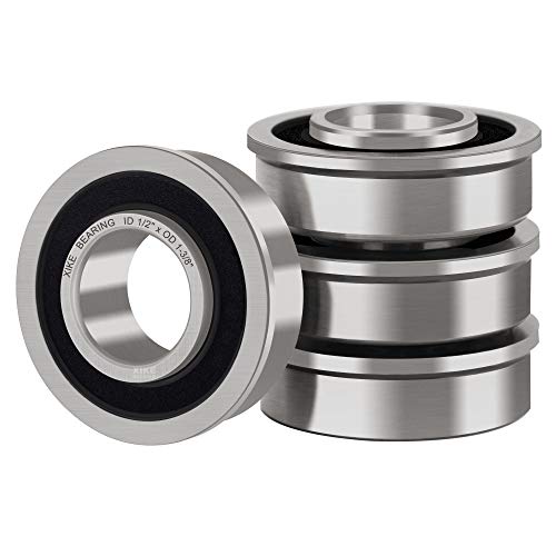 XiKe 4 Pack Flanged Ball Bearings 1/2" x 1-3/8" x 1/2" inch. Be Applicable Lawn Mower, Wheelbarrows, Carts & Hand Trucks Wheel Hub.