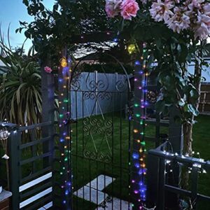 QITONG Solar Fairy Lights Outdoor Waterproof, 2 Pack Each 33ft 100 LED Solar String Lights Multicolor, 8 Modes Silver Wire Solar Mini Twinkle Lights