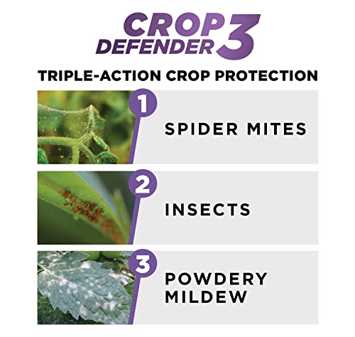 Grower's Ally Crop Defender 3 | Natural, Safe & Organic Insecticide & Fungicide Control for Plants - Powdery Mildew, Spider Mites & Russet Mite Killer – 24 oz Ready-to-Use, OMRI Listed