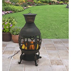 b h & g c0. better homes and gardens antique bronze cast iron chiminea, durable cast iron construction!