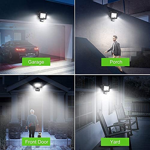 DLLT 30W LED Plug in Motion Sensor Lights Outdoor, 2400LM Flood Light Motion Detected Spotlight, IP66 Waterproof Exterior Security Light for Garage/Yard/Garden/Driveway/Front Door, 6000K White Light