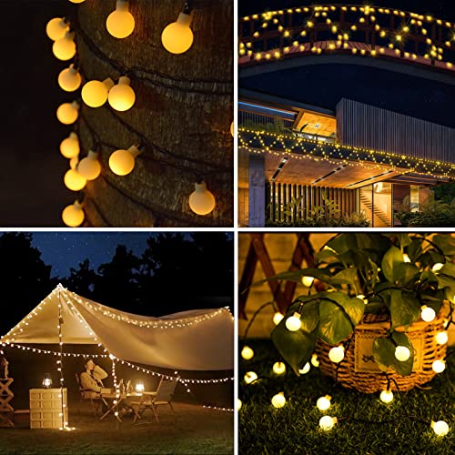 Solar Globe Fairy Lights 100 LED Balls Warm White 33Ft Outdoor Decoration Waterproof with 8 Lighting Modes, Solar Powered Patio String Lights for Garden Yard Porch Wedding Home Party Christmas Decor