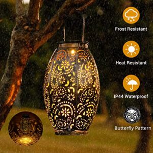 Solar Lanterns Outdoor Waterproof Hanging - OxyLED 2 Pack Decorative Lantern Lights Solar Powered with Handle Metal for Garden Outside Table Patio Porch Yard Decor Christmas