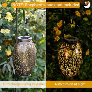 Solar Lanterns Outdoor Waterproof Hanging - OxyLED 2 Pack Decorative Lantern Lights Solar Powered with Handle Metal for Garden Outside Table Patio Porch Yard Decor Christmas