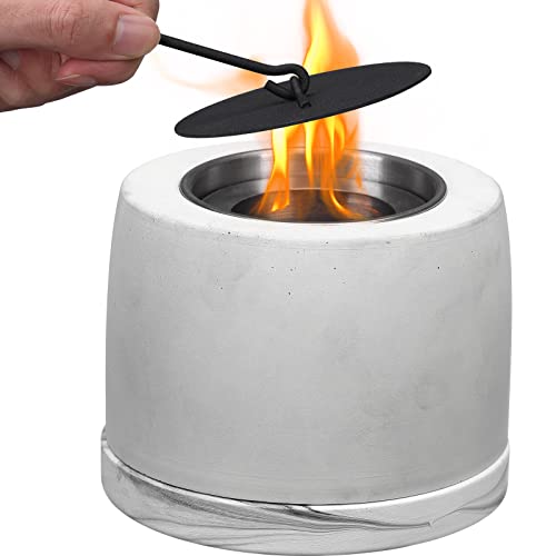 Tabletop Fire Pit for Indoor, Table Top Firepit for Outdoor Fireplaces, Portable Tabletop Fire Pit Bowl, Roundfire Concrete Alcohol Fire Pit for Making Smores Patio, Garden,Balcony, Camping, Gray