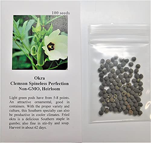 David's Garden Seeds Okra Clemson Spineless Perfection FBA-2538 (Green) 100 Non-GMO, Heirloom Seeds