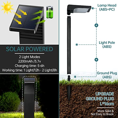 Solar Pathway Lights,2 Pack Solar Path Lights with 2 Modes Bright White Lights Outdoor Waterproof Solar Landscape Lights Solar Powered for Yard,Driveway,Sidewalk,Lawn,Garden