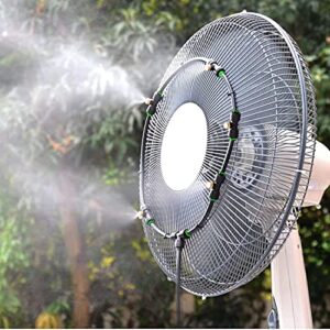 iruizhe outdoor fan mist cooling system kit for patio fan garden greenhouse 19.6ft(5.9m) misting line & 5 metal mist nozzles + galvanized solid brass adapter suitable