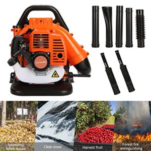 Leaf Blower Gas Powered with Adjustable Backpack Strap, 550 CFM 6800 RPM(r/min) 52cc 2-Stroke Cordless Strong Wind Force ABS Backpack Snow Blowerr for Outdoor Yard Garden Snowfield & Meadowland