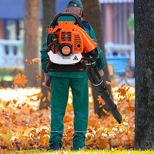 Leaf Blower Gas Powered with Adjustable Backpack Strap, 550 CFM 6800 RPM(r/min) 52cc 2-Stroke Cordless Strong Wind Force ABS Backpack Snow Blowerr for Outdoor Yard Garden Snowfield & Meadowland