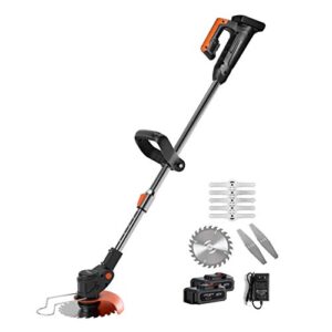 21v 9000ma battery grass trimmer, 1800w powerful electric strimmers with metal blade,telescopic cordless garden edger cutter garden lawn mower,15 cm cutting width