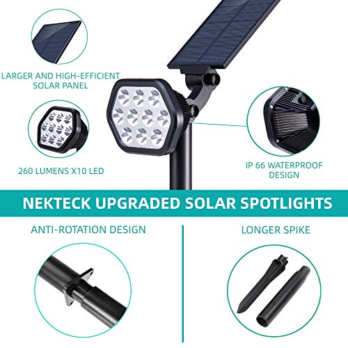 Nekteck Solar Lights Outdoor,10 LED Landscape Spotlights Solar Powered Wall Lights 2-in-1 Wireless Adjustable Security Decoration Lighting for Yard Garden Walkway Porch Pool Driveway