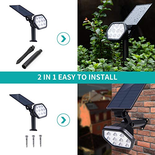 Nekteck Solar Lights Outdoor,10 LED Landscape Spotlights Solar Powered Wall Lights 2-in-1 Wireless Adjustable Security Decoration Lighting for Yard Garden Walkway Porch Pool Driveway