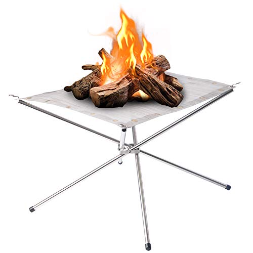 22 inch Portable Outdoor Fire Pit, Collapsing Steel Mesh Fireplace - Perfect for Camping, Backyard and Garden - Carrying Bag Included