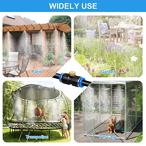 LADER Misters for Outside Patio, Misting Cooling System, 62FT (19M) Misting Line + 22 Brass Mist Nozzles + a Brass Adapter(3/4"), Water Mister System for Outside Patio, Garden, Greenhouse, Trampoline