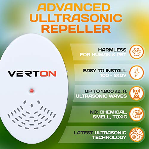 VD1B 2Pack - Ultrasonic Pest Repeller - Electronic Plug-in Best Repellent - Pest Control - Get Rid of - Rodents Squirrels Mice Rats Insects - Roaches Spiders Bed Bugs Fleas Ants Fruit Fly Flies!