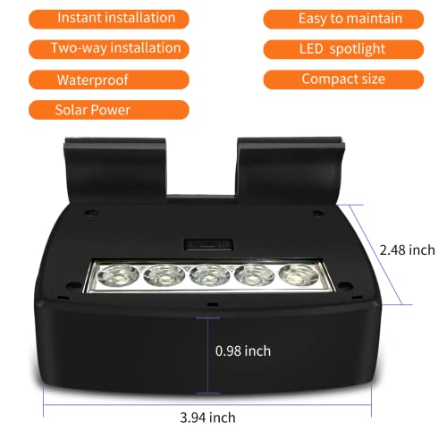 WEILAILIFE Solar Powered Light Outdoor, LED Mini Spotlight with Clip for Security Warning Sign, Wide Capacity, Max 14h Lights for Deck/Yard/Garden/Driveway Security (1 Pack)