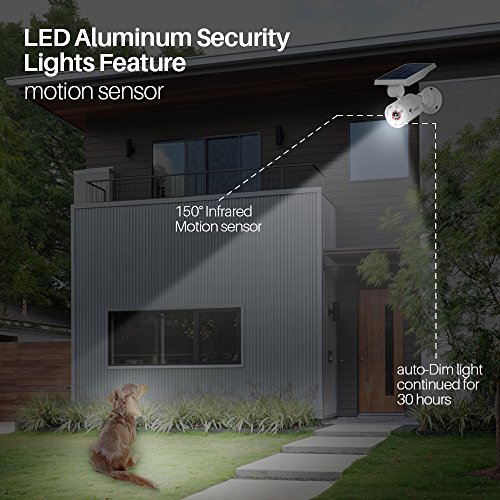 Solar Motion Sensor Light Outdoor Aluminum 1400-Lumens 9W LED(130W Equi.), No Power Required Solar Flood Security Spot Lights for Camp Driveway Patio Path Garden, 100-Week Protection for 100% Free