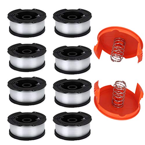 TOPEMAI AF-100 Spool, 0.065" Line String Trimmer Replacement Compatible with Black & Decker AF-100-3ZP GH900 GH600 String Trimmer(8 Pack+2 Spool Cap and Spring)