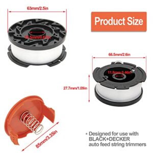 TOPEMAI AF-100 Spool, 0.065" Line String Trimmer Replacement Compatible with Black & Decker AF-100-3ZP GH900 GH600 String Trimmer(8 Pack+2 Spool Cap and Spring)