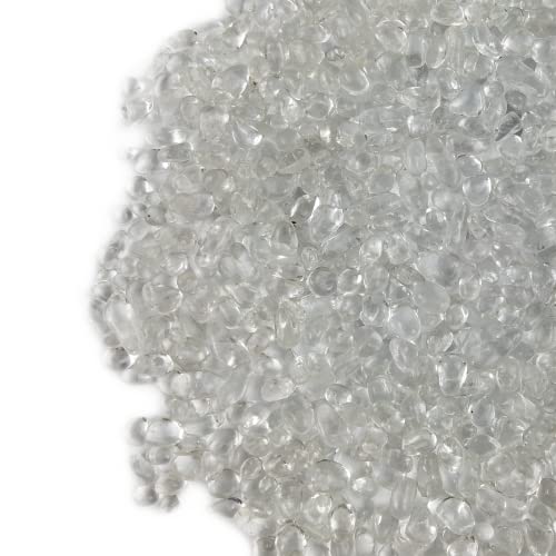 Lustering Decorative Round Flat Glass Beads,Glass Marbles,Glass Pebbles,Vase Filler Beads for Fire Pit Crafts Aquarium Garden Decoration,3-6mm,1-Pound Jar (Clear/Transparent)