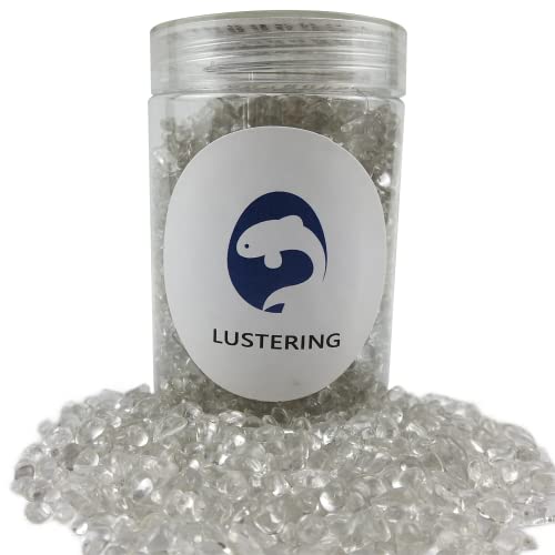 Lustering Decorative Round Flat Glass Beads,Glass Marbles,Glass Pebbles,Vase Filler Beads for Fire Pit Crafts Aquarium Garden Decoration,3-6mm,1-Pound Jar (Clear/Transparent)