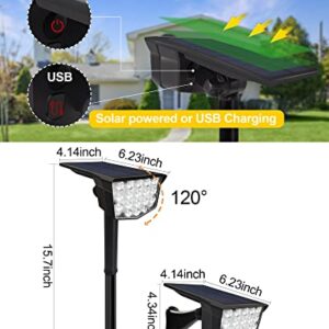 COCOMOX Solar Spot Lights Outdoor, 700 Lumens Solar Lights Outdoor Waterproof, IP67 Solar Powered Garden Lights Landscape Lighting Dusk-to-Dawn 3 Modes Spotlight for Yard Driveway Flag 2 Pack White