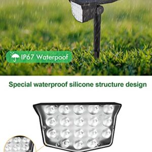 COCOMOX Solar Spot Lights Outdoor, 700 Lumens Solar Lights Outdoor Waterproof, IP67 Solar Powered Garden Lights Landscape Lighting Dusk-to-Dawn 3 Modes Spotlight for Yard Driveway Flag 2 Pack White