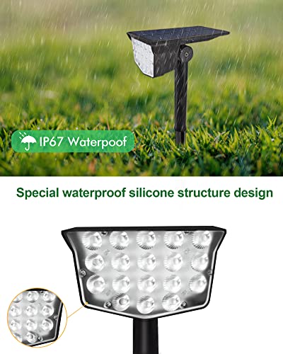 COCOMOX Solar Spot Lights Outdoor, 700 Lumens Solar Lights Outdoor Waterproof, IP67 Solar Powered Garden Lights Landscape Lighting Dusk-to-Dawn 3 Modes Spotlight for Yard Driveway Flag 2 Pack White