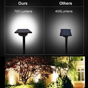 COCOMOX Solar Spot Lights Outdoor, 700 Lumens Solar Lights Outdoor Waterproof, IP67 Solar Powered Garden Lights Landscape Lighting Dusk-to-Dawn 3 Modes Spotlight for Yard Driveway Flag 2 Pack White