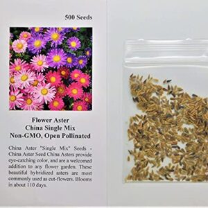 David's Garden Seeds Flower Aster China Single Mix 9931 (Mulit) 200 Non-GMO, Heirloom Seeds