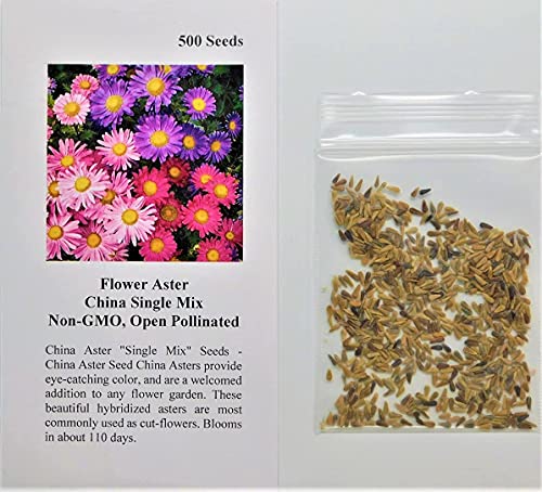 David's Garden Seeds Flower Aster China Single Mix 9931 (Mulit) 200 Non-GMO, Heirloom Seeds