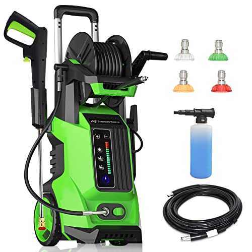 BOSEN Electric Pressure Washer - 3800 PSI + 2.8 GPM High Pressure Washers with 4 Interchangeable Nozzles and Foam Cannon Hose Reel, Power Washers Electric Powered for Home/Driveway/Patio