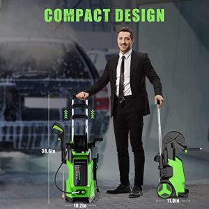 BOSEN Electric Pressure Washer - 3800 PSI + 2.8 GPM High Pressure Washers with 4 Interchangeable Nozzles and Foam Cannon Hose Reel, Power Washers Electric Powered for Home/Driveway/Patio