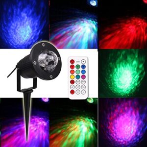 koot outdoor water wave lights projector ocean ripple garden lighting 10 color led waterproof water effect with remote for christmas halloween garden indoor wedding party holiday disco kids