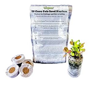 Viagrow Coco Coir Seed Starter Plugs, Sustainable Soil Pods, Expandable Coco Discs 50mm, 50-Pack